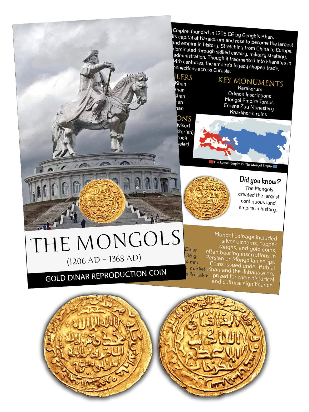 THE MONGOLS – Gold Dinar Reproduction Coin – Numismate®