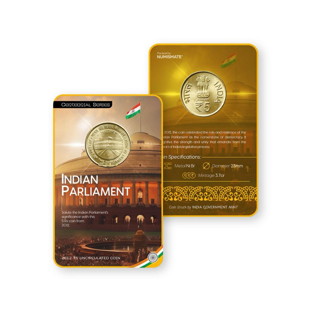 Rs.5 Indian Parliament Commemorative Coin Card - Special Edition ...
