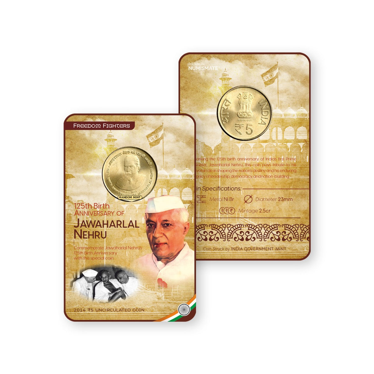 Rs.5 Jawaharlal Nehru Commemorative Coin Card - Special Edition ...